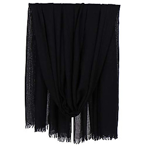 LMVERNA Travel Wrap for Women Lightweight Solid Color Fringed Linen Shawls and Wraps for Evening Dresses(Black)