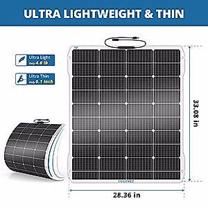 Voltset 200 Watt Flexible Solar Panel, 2 x 100W 12V ETFE Monocrystalline Panel Bendable Solar Panel, Lightweight Solar Panel Charger for RV Car Van Marine Tent Camping