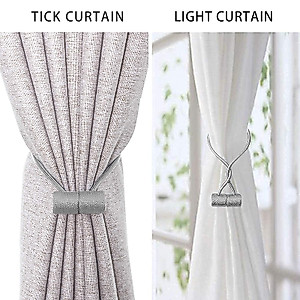 XDerlin 2 Pack Window Curtain Holdbacks Magnetic Curtain Tiebacks, Upgraded 16 Inch Home Office Decorative Twist Tie Backs for Blackout Sheer Window Treatment, Grey