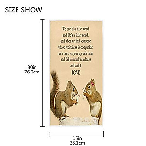Love Quote Hand Towels Wedding Squirrels Valentines Kitchen Dish Towels Soft Quality Premium Washcloths Bathroom Decor for Guest Hotel Spa Gym Sport 30 x 15 inches