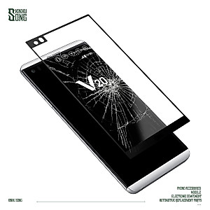 XINXUSONG 3 Pack Screen Protector for L G V20 H918 H915 LS997 US996 VS995 H990 H910 H990DS,Anti-Scratch 9H Hardness Full Coverage Silk Print Black Tempered glass Protective Film.