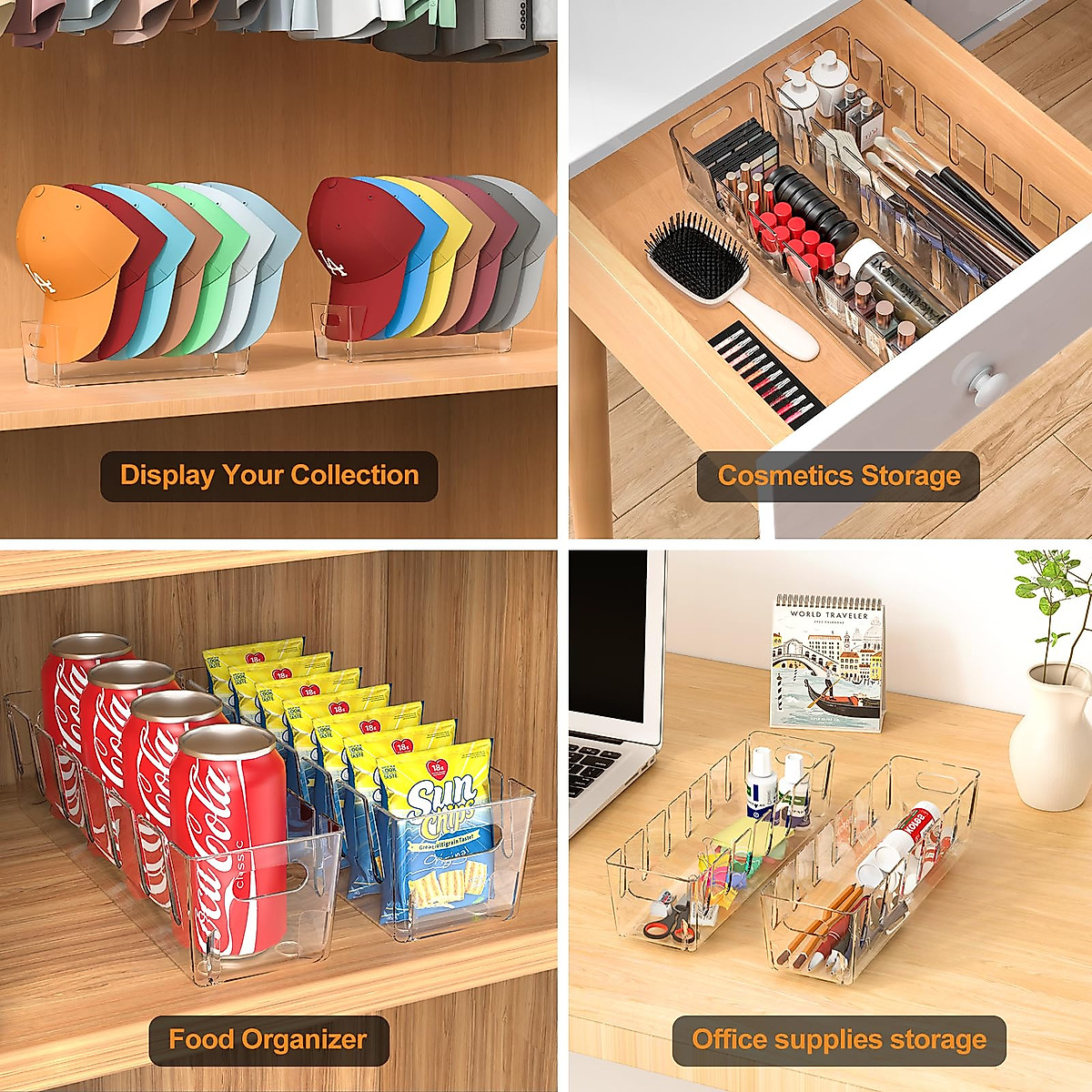 TMVAP 2024 New Hat Stand for Baseball Caps Display and Organizer-2 Pack No Install Acrylic Hat Organizer for 14 Baseball Caps Storage, Hat Racks Storage for Bedroom, Closet, Dresser，Entrance (Clear)