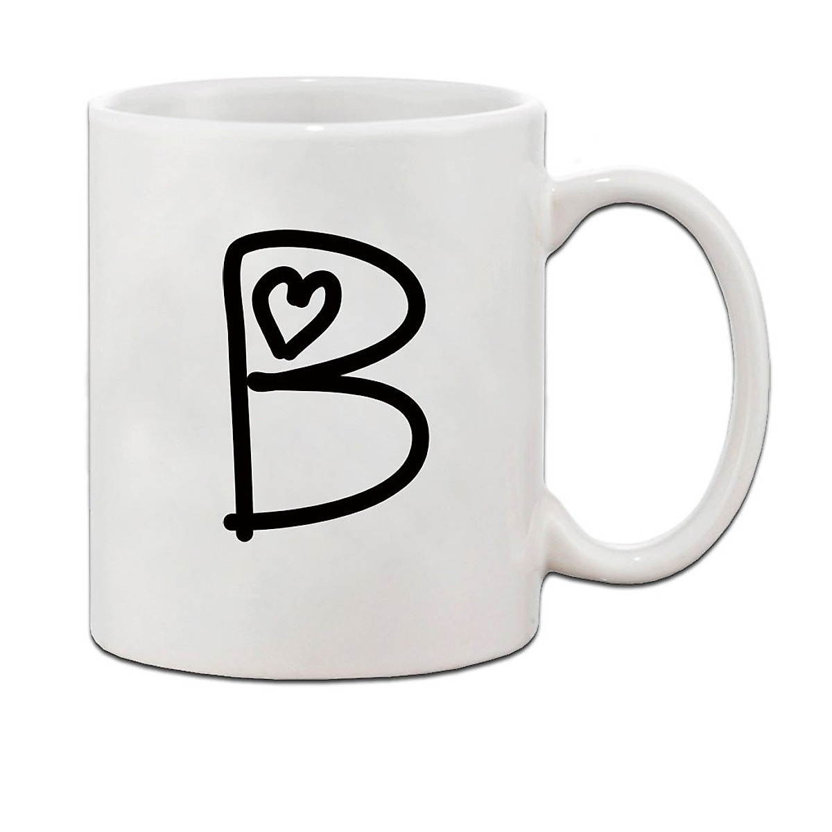 Speedy Pros B Love Hearts Initial Monogram Personalized Letter B Ceramic Mug Coffe Cup - Holiday Christmas Hanukkah Gift for Men & Women