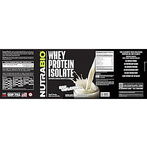 NutraBio Whey Protein Powder Isolate Supplement – 25g of Protein Per Scoop with Complete Amino Acid Profile - Soy and Gluten Free Protein Powder - Zero Fillers and Non-GMO - Raw Unflavored - 2 Lbs.