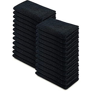 Corporate Hills CH 100% Ring Spun Cotton Salon Towel Pack of 24 Black 16" x 28" - Ultra Soft & Highly Absorbent Salon Towel Hotel & Spa Quality Hand Towels for Gym Salon Spa & Home Care (Black)