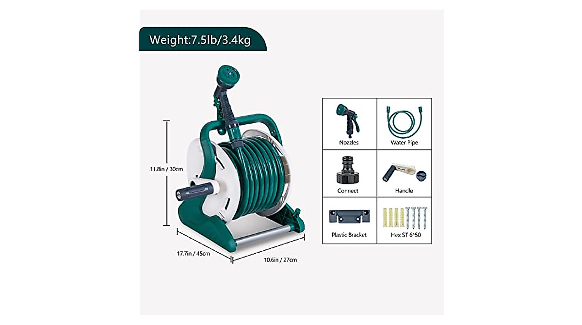 Berry & Bird Garden Hose Reel – Portable, Durable & Multi-Pattern Nozzle