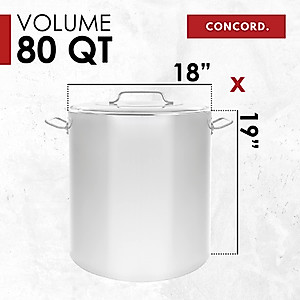 Concord Cookware Stainless Steel Stock Pot Kettle, 80-Quart