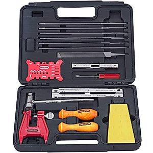 Oregon Chainsaw Chain Sharpening Kit with Hard Case - Contains Files, Handles, Depth Gauge, Stump Vise, Felling Wedge, and More Accessories
