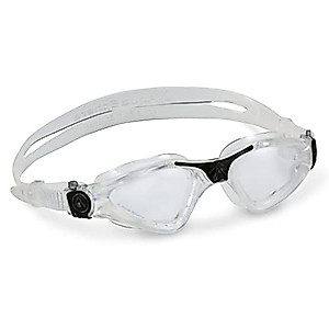 Aqua Sphere Kayenne Adult Swim Goggles - 180-Degree Distortion Free Vision, Ideal Swim Goggle for Active Pool or Open Water Swimmers | Unisex Adult, Clear Lens, Transparent & Black Frame,One Size