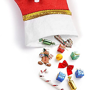 Amytalk 24 Pack Christmas Mini Stockings Tableware Holders Christmas Socks Decorations Spoon Fork Bag Candy Pouch Bag for Xmas Party Tree Dinner Table Home Ornaments