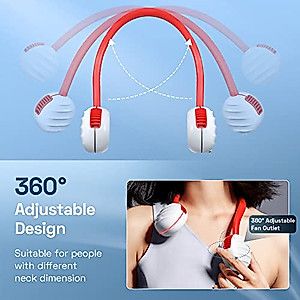 Portable Neck Fan - Hands-free Neck Fan with lights, 3 Wind Speeds, 4 Lights Modes, Rechargeable USB Personal Neck Fan, Flexible Hose - 360° Adjustable Bladeless Neck Fan for Outdoor, Sports, Travel
