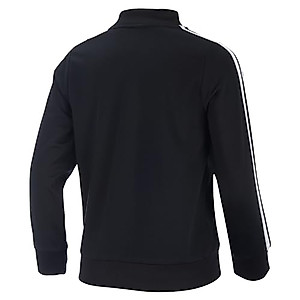 adidas Girls' Big Kids Zip-Up Tricot Track Jacket Warm-Up Bomber, Adi Black, Large
