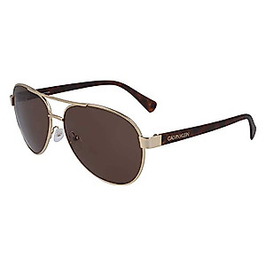 Calvin Klein Men's CK19316S Aviator Sunglasses, Gold/Tortoise/Tortoise, 60 mm