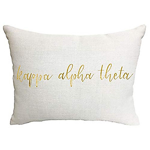 Sorority Shop Kappa Alpha Theta Pillow – Gold Script Design, 12" x 16" Lumbar Pillow Sorority