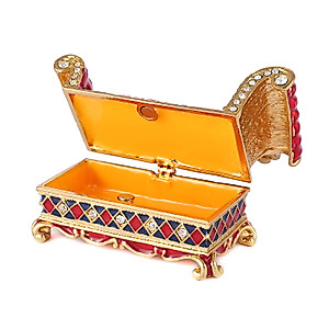 QIFU Sofa Series Hand Painted Hinged Jewelry Trinket Box with Rich Enamel and Sparkling Rhinestones Unique Gift Home Decor