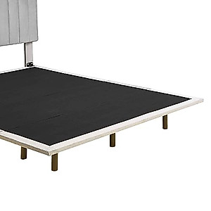 ATY Queen Size Platform Bed with LED Lights & Headboard, Modern Upholstered Floating Bedframe for Bedroom, Guestroom, Noise Free Design& No Spring Needed, Gray