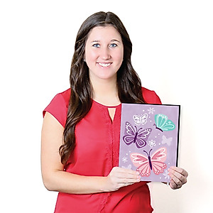 Big Dot of Happiness Beautiful Butterfly - Floral Nursery Wall Art and Kids Room Decor - 7.5 x 10 inches - Set of 3 Prints