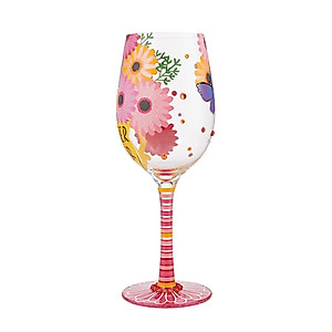 Enesco Designs by Lolita Best Sister Ever Hand-Painted Artisan Wine Glass, 15 Ounce, Multicolor
