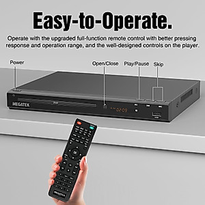 MEGATEK Region-Free DVD Player for TV with HDMI, CD Player for Home, Plays All Regions and Formats, USB Port, Durable Metal Casing, Remote, HDMI and RCA Cables Included