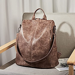 FOXLOVER Backpack Purse for Women Large Womens Backpack Leather Travel Backpack Fashion Backpack Purse Designer Ladies Shoulder Bags(Brown A)