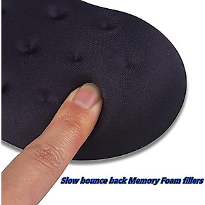 BRILA Ergonomic Memory Foam Mouse Wrist Rest Support Pad Cushion for Computer, Laptop, Office Work, PC Gaming - Massage Holes Design - Wrist Pain Relief (Black Mouse Wrist Rest)