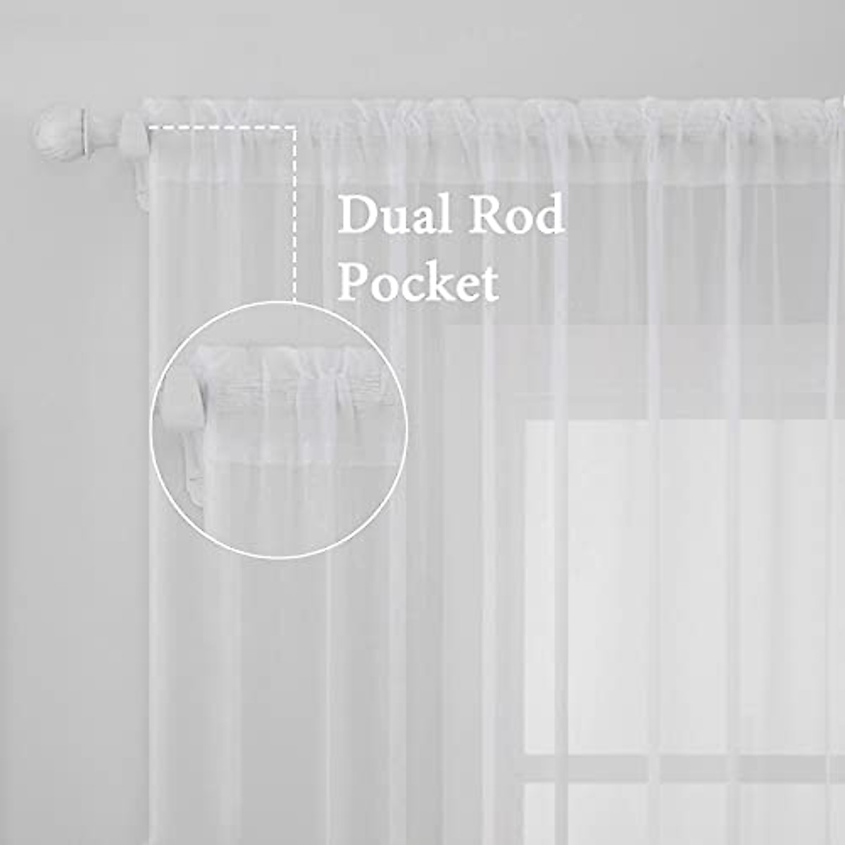 MIULEE 2 Panels Solid Color White Sheer Window Curtains Elegant Window Voile Panels/Drapes/Treatment for Bedroom Living Room (54 X 72 Inches White)