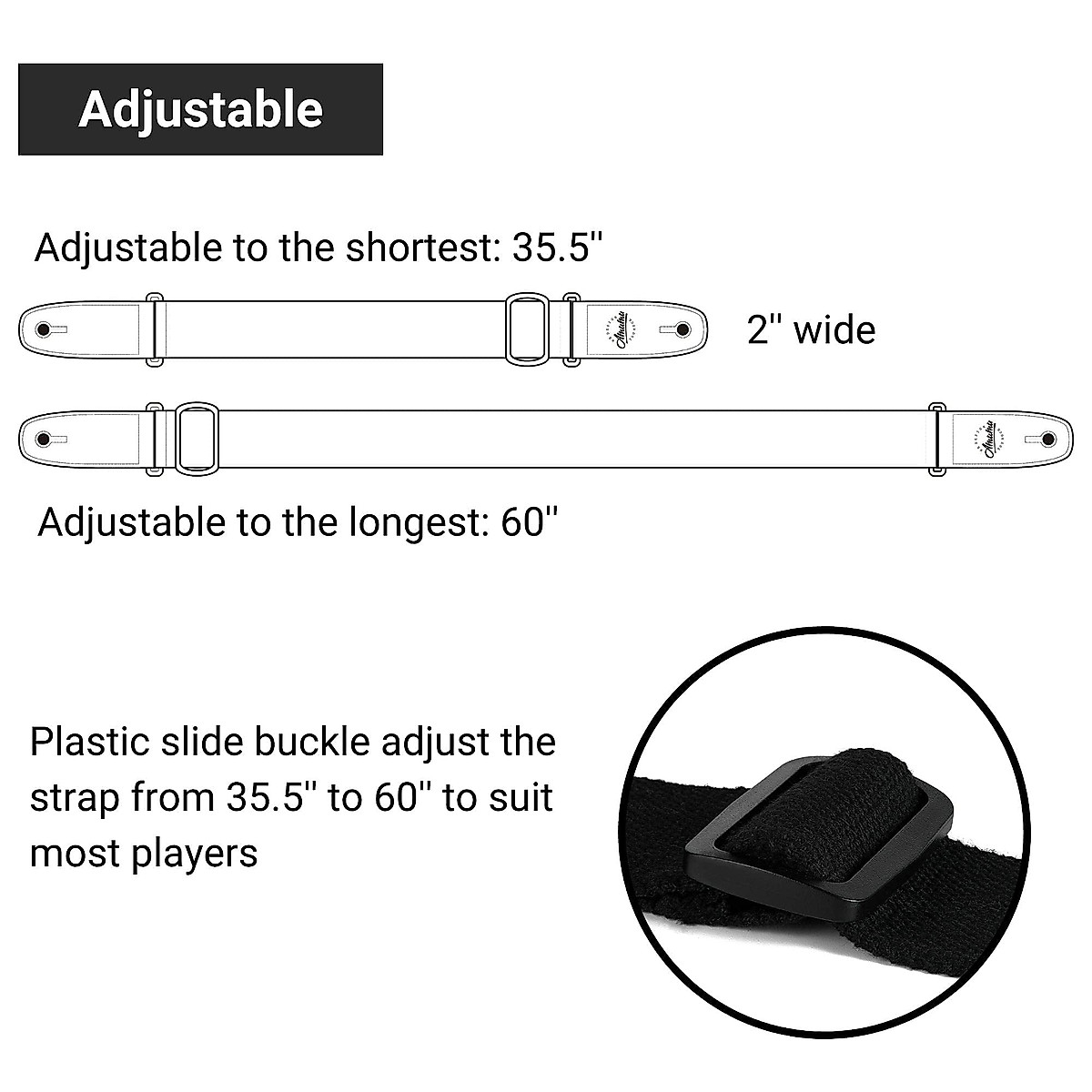 Amumu Guitar Strap Soft Cotton with 3 Pick Holders for Electric, Acoustic, Bass Guitar - Red