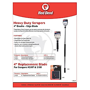 Red Devil 2108 Long Handle Heavy Duty Floor Scraper, 1-Pack, Metal