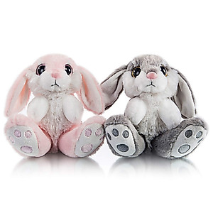 My OLi Bunny Rabbit Stuffed Animal Plush Bunny 8.5" Easter Stuffed Bunny with Floppy Ear Plush Rabbit Bedtime Friend Plush Toy Gifts for Girls Boys Kids, Gray