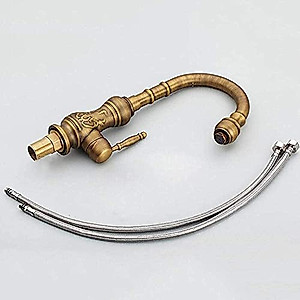 Kitchen Mixer Tap Kitchen Taps Antique Brass Kitchen Faucet Hot and Cold Rotating Single Handle Kitchen Sink Tap