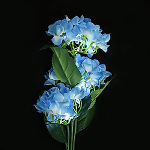 LyeXD Solar Garden Lights Outdoor Waterproof, 3 Head Hydrangea Decorative Lights Floor Mount LED Solar Flower Lights w/Ground Insertion, Outdoor Solar Lights for Yard Garden,Parks,Rooftops,Blue