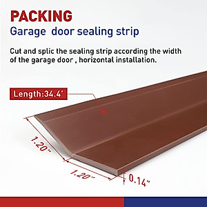 FOSLUOC Garage Door Seal Top and Sides Seal Strip Brown 34.4FT Rubber weather stripping Replacement Soft and Hard Composite, Weatherproofing Universal Sealing Professional.