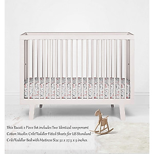 Bacati Muslin 2 Piece Crib Sheets, Basketball/Orange/Grey