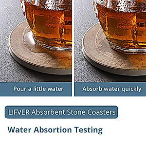 LIFVER Coasters for Drinks with Cork Base, Ceramic Stone Coasters for Coffee Table, Housewarming Gift for Friends - Men, Women Birthday, Home Decor, Timber Texture Pattern, 4 Inches, 6 Pcs