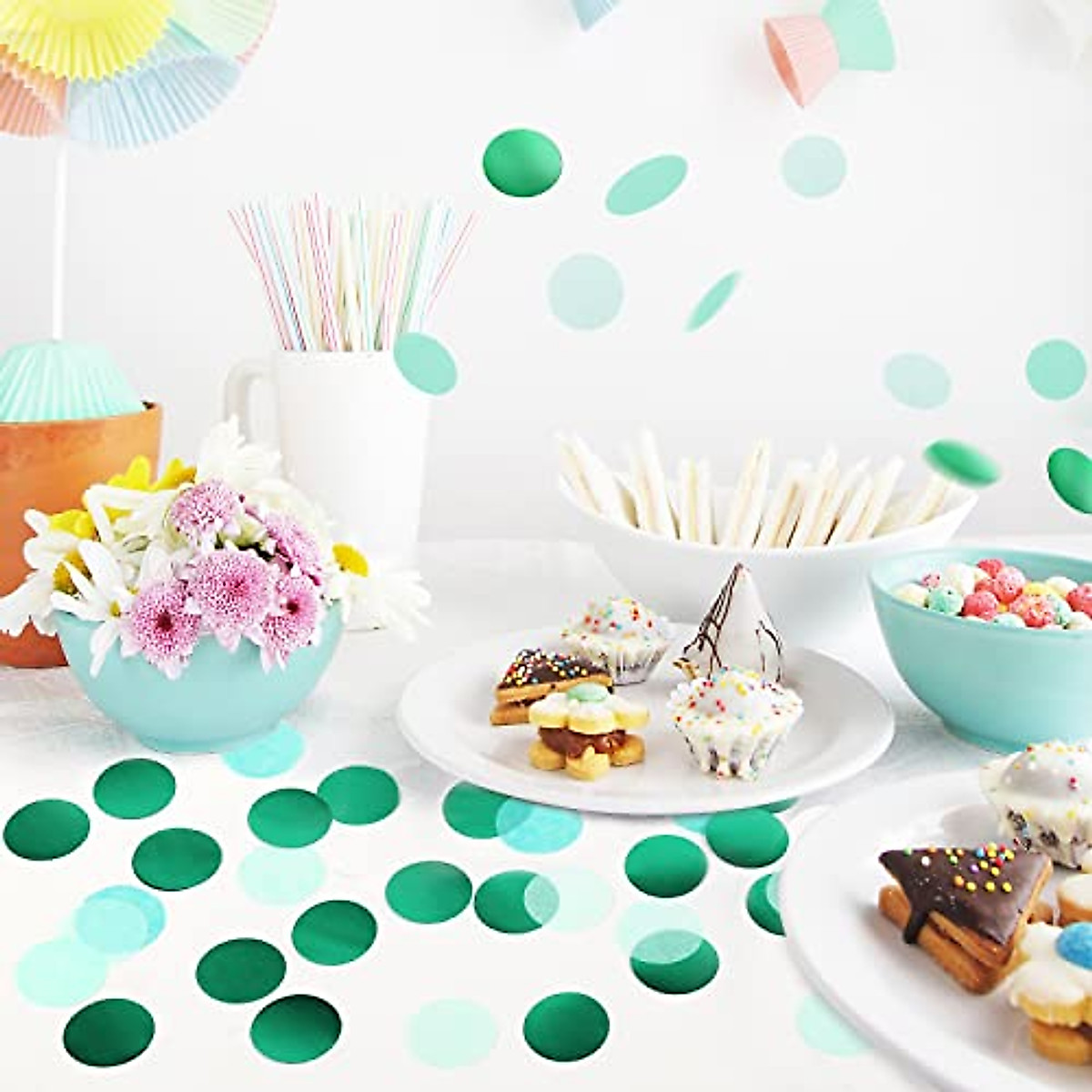 VCOSTORE Tissue Paper Confetti Circles - Round Confetti Dots，Large Table Confetti for Wedding Birthday Party Decoration and Gift Box decoration, 5000 pieces -Green Confetti