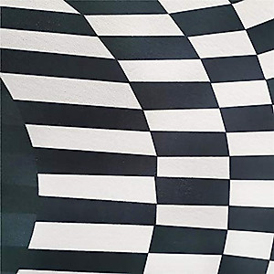 WOPODI 60x60 cm/23.62x23.62 Round Area Rug 3D Visual Vortex Carpet Not-Slip Floor Mat Bottomless Hole Illusion Shaggy Rug Black White Stereo Vision Carpet for Home Living Room Bedroom Dining Room