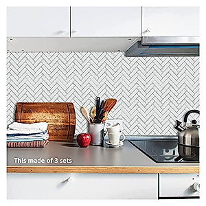 Tile Stickers Creamy White Rectangle Stick On Tiles Bathroom PVC Self Adhesive Wall Tiles Kitchen Stick On Wall Tiles Waterproof Peel and Stick Floor Tiles Self Adhesive Tiles for Walls (Size : 10x10