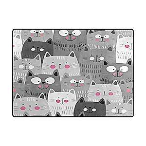 ALAZA Gray Hipster Cat Kitten Area Rug Rugs for Living Room Bedroom 7' x 5'