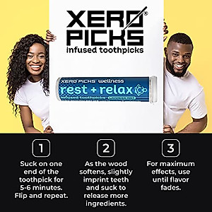 Xero Picks Wellness - Infused Flavored Toothpicks for Long Lasting Fresh Breath & Dry Mouth Prevention - 60 Picks - 3 Pack - Lavender Mint - Rest + Relax