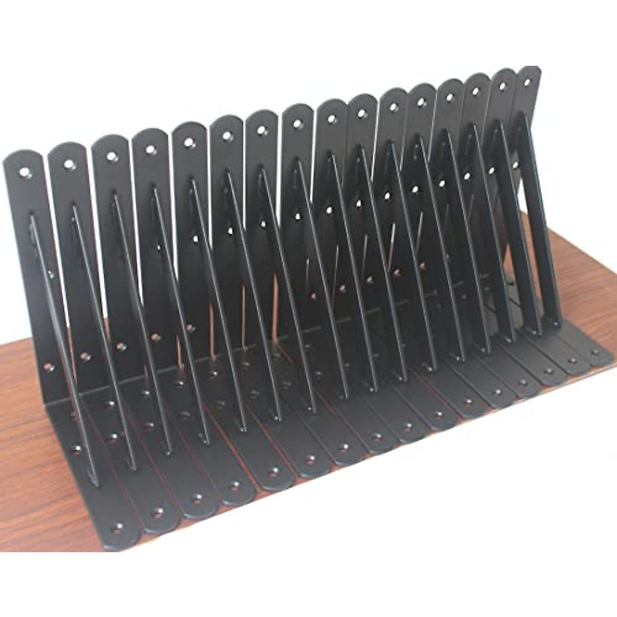 16 Pack L8" x H 6" Black Heavy Duty Shelf Brackets with Screws Metal Shelf Brackets Shelf Support Angle Brackets for Shelves L Brackets Heavy Duty Floating Shelf Brackets