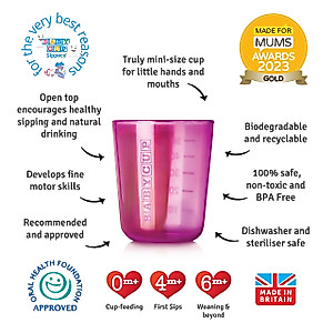Babycup Sippeco Mini Open Baby Cup - Perfect for Baby Led Weaning, First Sips and Toddler Training - 50ml Sippy Cup, BPA Free, Approved by Oral Health Foundation - Suitable from 4+ Months