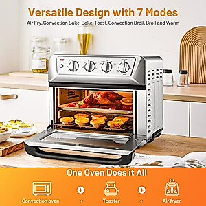 COSTWAY Air Fryer Toaster Oven, 7-in-1 Convection Countertop Oven with Auto-Shut-Off, Timer, Accessories & Cookbook, 1800W, 21.5 QT Air Fryer Toaster Oven Combo, Bake, Broil, Toast, Reheat, Fry Oil-Free, Stainless Steel