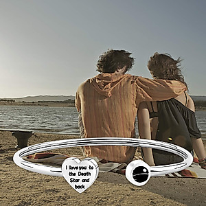 bobauna I Love You To The Death Star And Back Keychain Wedding Gift For Couple Boyfriend Girlfriend (death back Twisted bracelet)