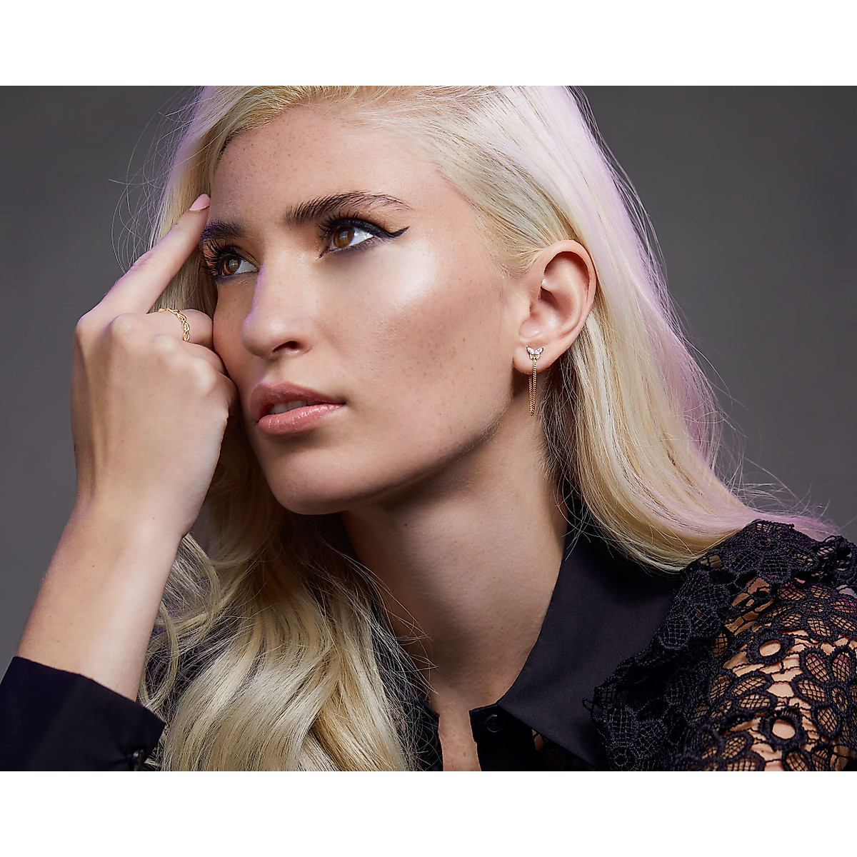 MILLA Silver & Gold Chain Earrings for Women - 14K Gold Butterfly Earrings for Women & More Trendy Earrings Styles - Comfortable Cute Earrings Aesthetic Jewelry (14K Gold Plated/CZ Butterfly)