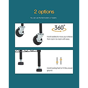 BestMassage Wire Shelving Unit Heavy Duty Garage Storage Shelves Large Metal Shelf Organizer 6-Tier Height Adjustable Commercial Grade Utility Steel Storage Rack with Wheels,18 x 48 x 72 (Black)