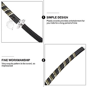 Amosfun Sword Katana Slayer Samurai-1 Pc Plastic Lightweight Japanese Samurai Toy Sword Childrens Toy Props Black Samurai Sword for Halloween Dress Up (Small Size)