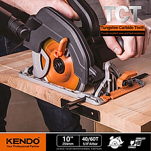 KENDO 2-Pack 10 Inch 40T&60T Carbide-Tipped Circular Saw Blade with 5/8 Inch Arbor, Professional ATB Finishing Woodworking Miter/Table Saw Blades for Plywood, Laminate, Ripping Wood