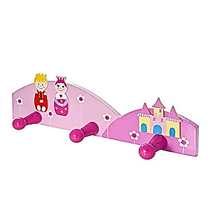 Mousehouse Gifts Pink Prince & Princess Triple Wall Hook Coat Hook for Girls Nursery or Bedroom