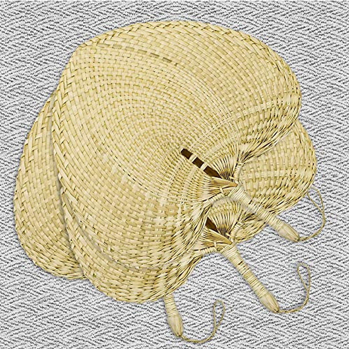AUEAR, Natural Raffia Hand Fans Handmade Handheld Weaving Fan Wedding Palm Leaf Hand Fan for Summer Cooling Farmhouse Wall Party Home Decoration (Chinese Style A)