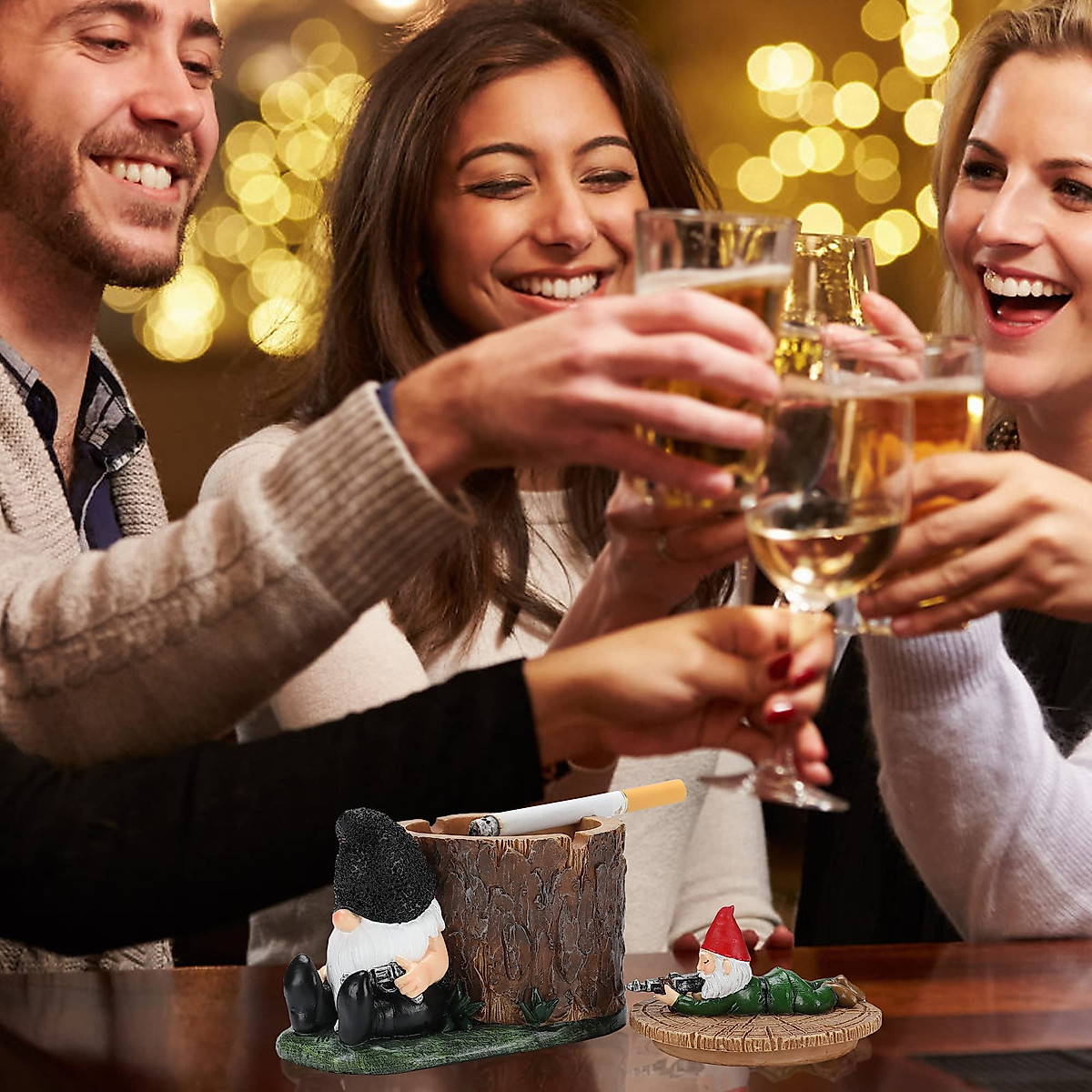 MOOTKA Gnome Gun Ashtray, Smoking Ash Tray with Lid, Ashtrays for Cigarettes as Handmade Home Decor Outdoor Use, Cool Resin Windproof Ashtrays Ash Tray Sets in Office Bar Hotel